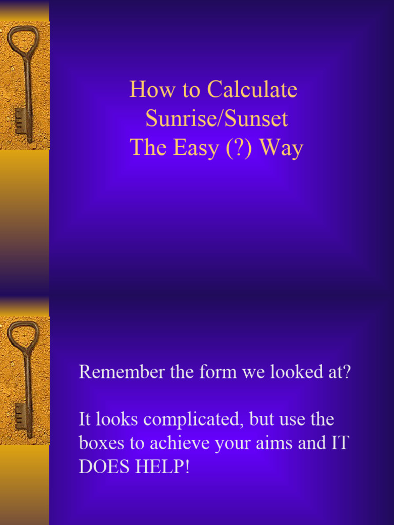 How To Calculate Sunrise-Sunset Easy | PDF | Latitude | Longitude