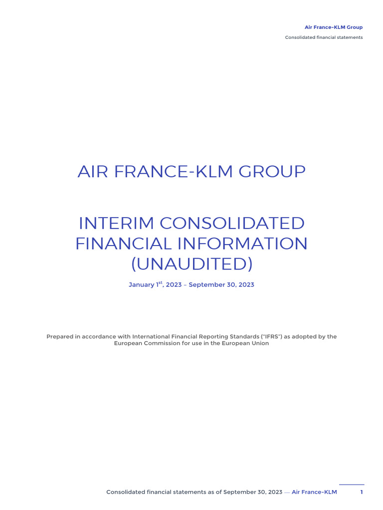 Notes To The Financial Statements - Air France-KLM As of September 30 ...