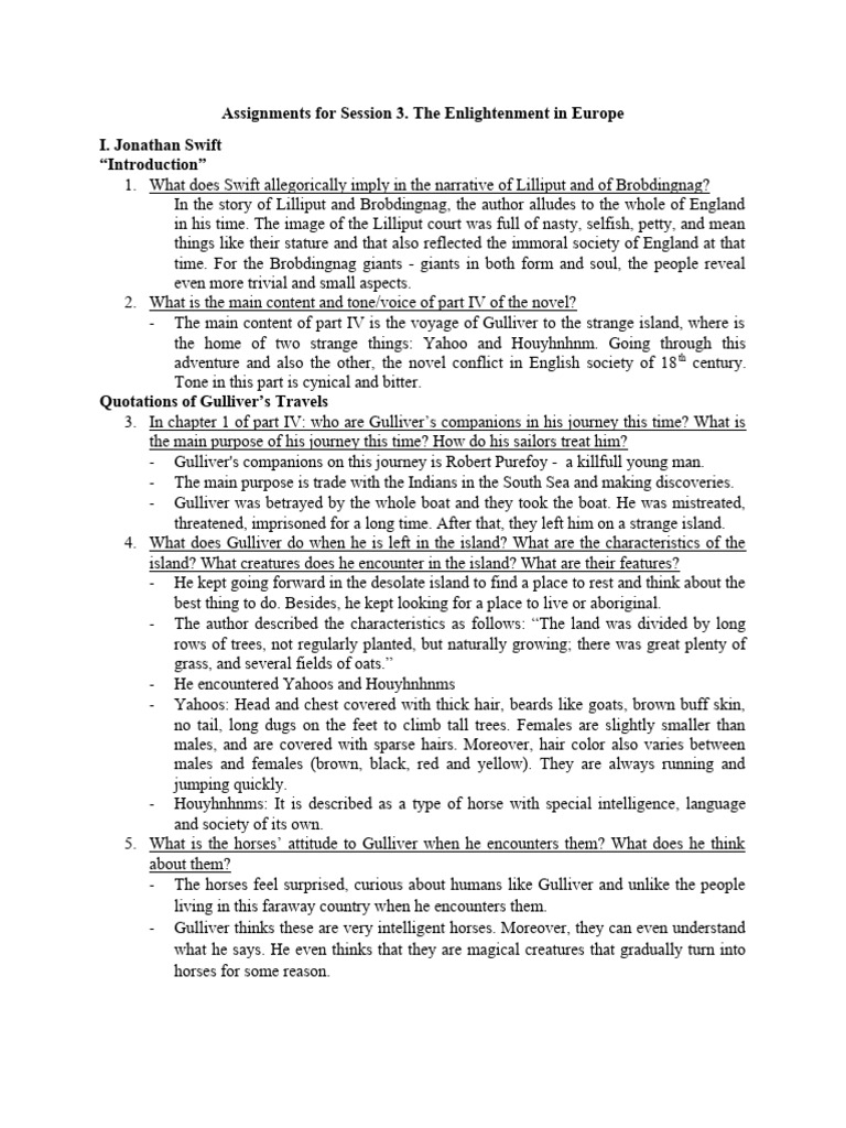 Assignments for Session 3 | PDF | Candide | Gulliver's Travels