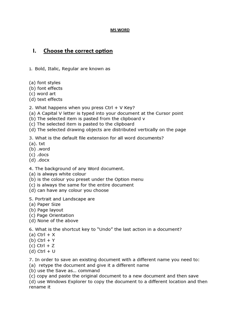 G5 - MS WORD - Revision Wrksheet | Download Free PDF | Microsoft Word | Software