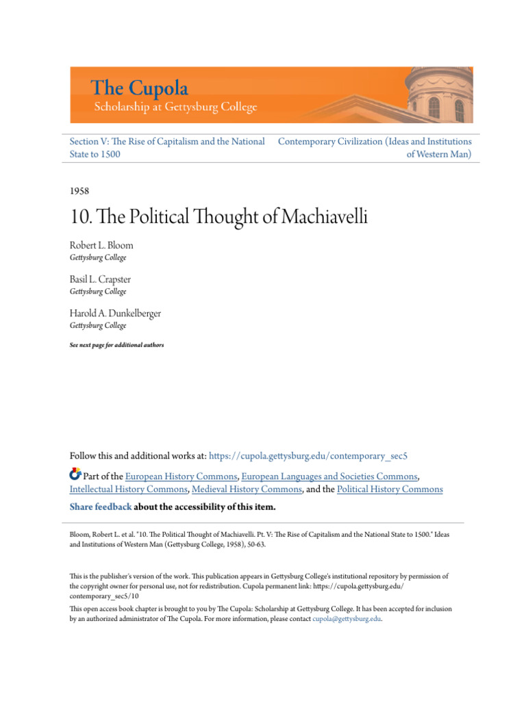 The Political Thought of Machiavelli | PDF | Political Philosophy ...