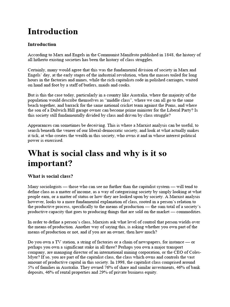 Social Class Document | PDF | Working Class | Capitalism