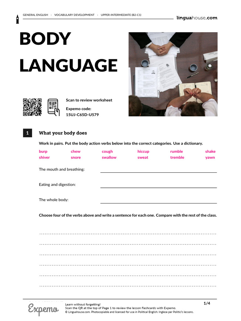 Body Language British English Student Ver2 BW | PDF | Body Language | Linguistics