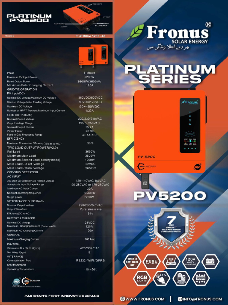 Fronus PV5200 Solar Inverter | PDF