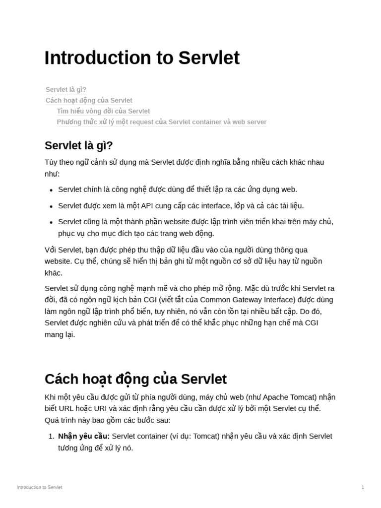Introduction To Servlet: Cách Ho | PDF