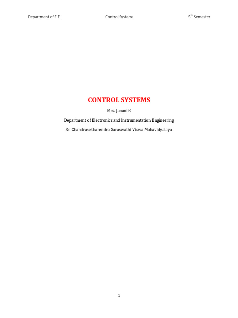 Basic Control System | PDF | Control Theory | Feedback