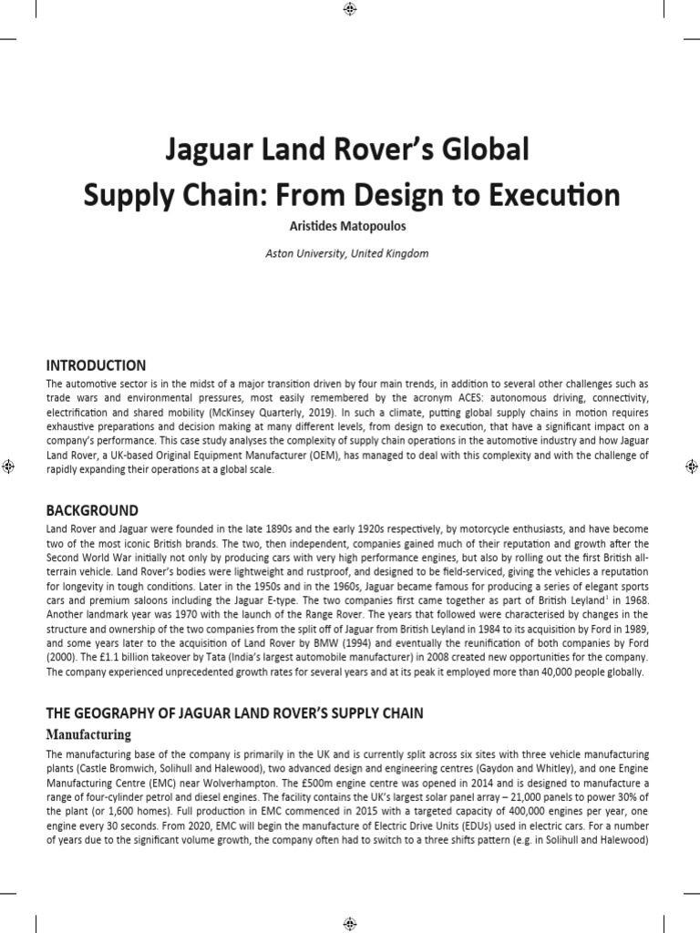Jaguar Land Rover Case Study | PDF | Logistics | Cargo