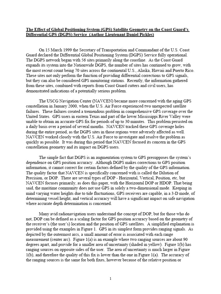 Impact of GPS Geometry on DGPS Accuracy | PDF | Global Positioning System