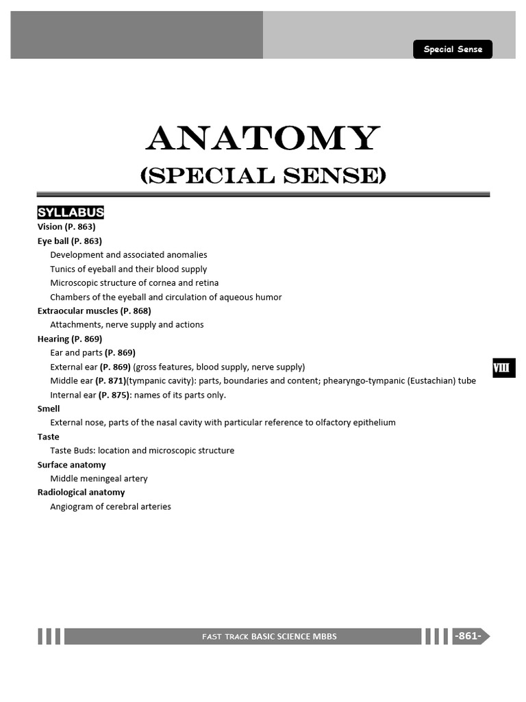 Anatomy (Special Sense) | PDF | Ear | Cornea