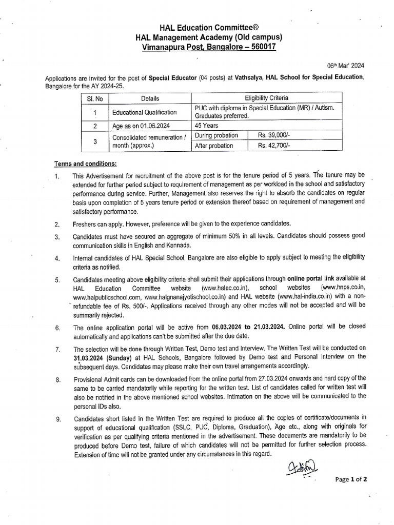 HAL School For Special Education | PDF