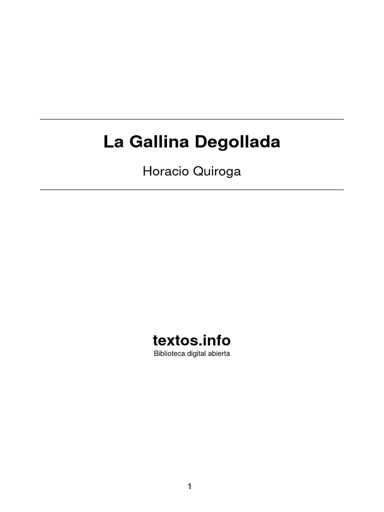 Horacio Quiroga - La Gallina Degollada | PDF