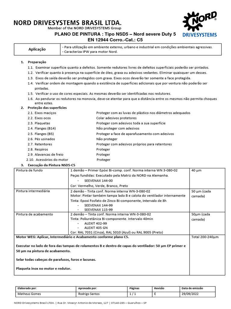 Plano de Pintura NSD5 - Nord Severe Duty 5 | PDF | Tinta | Visão