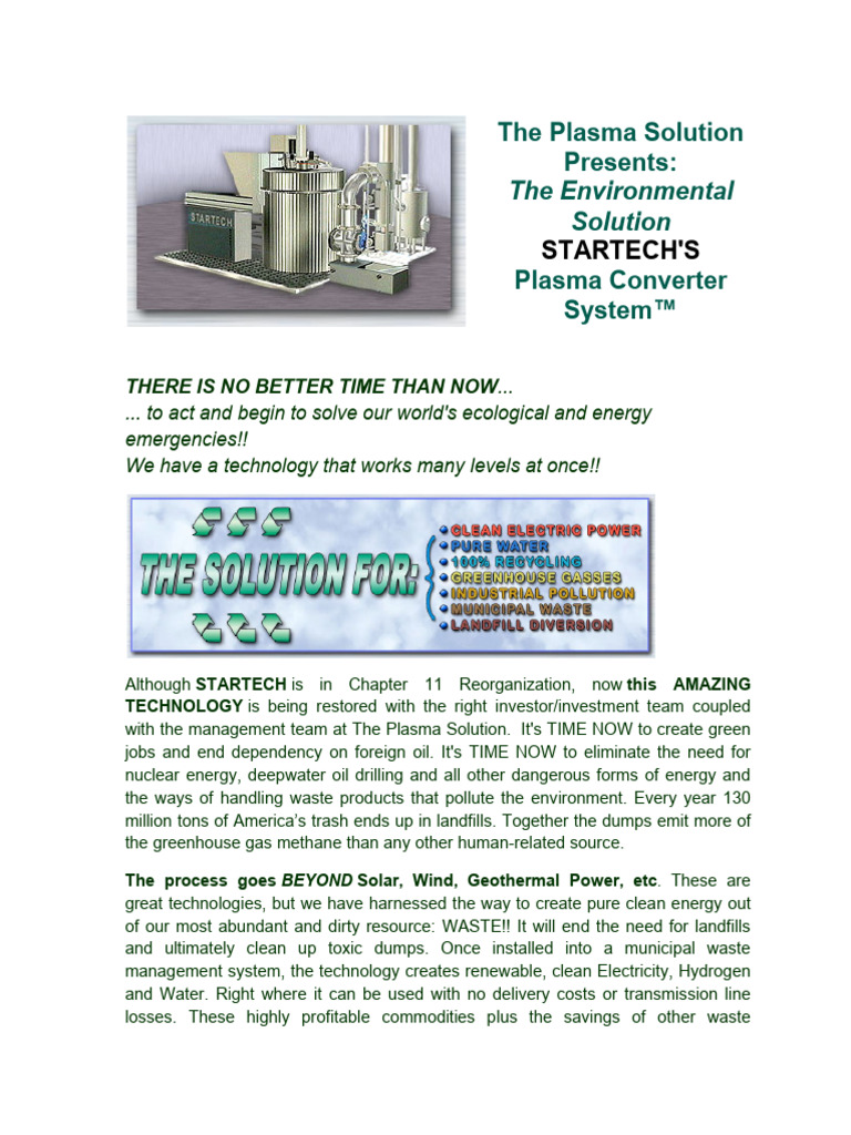 The Plasma Solution Presents | PDF | Waste | Landfill