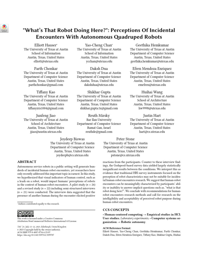 "What's That Robot Doing Here?": Perceptions of Incidental Encounters With Autonomous Quadruped ...