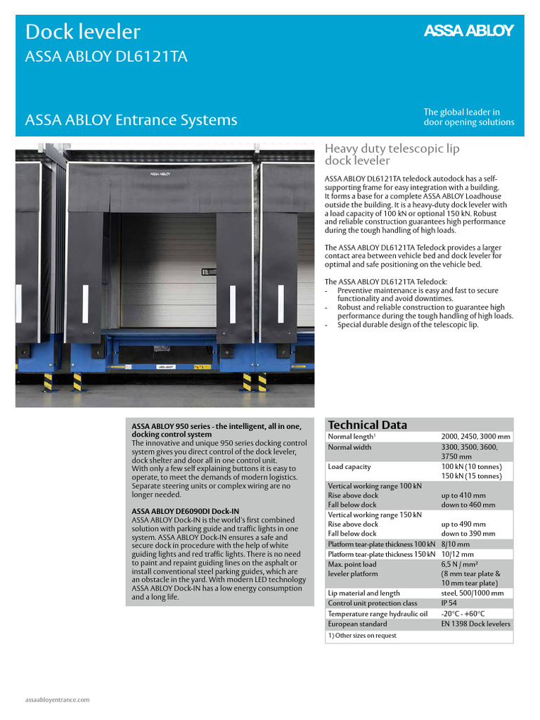 Assa Abloy DL6121TA Teledock Autodock | PDF | Manufactured Goods