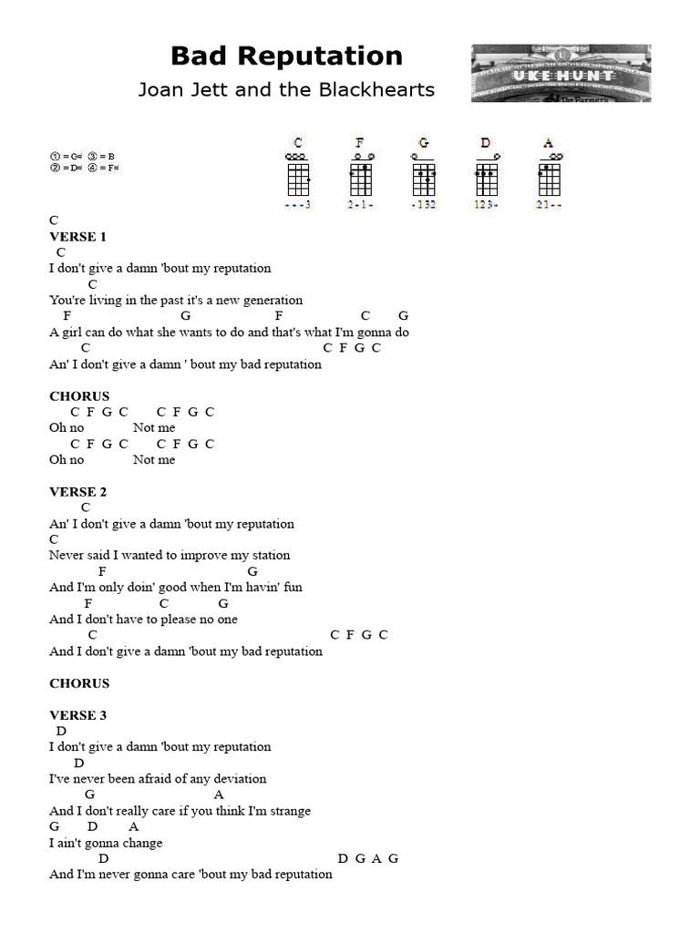 Bad Reputation Joan Jett and The Blackhearts Song | PDF