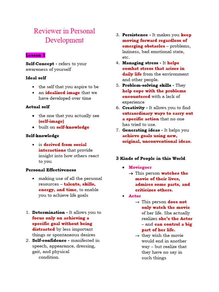 Personal Development (PERDEV) - Reviewer - 3RD QUARTER EXAM | Download ...