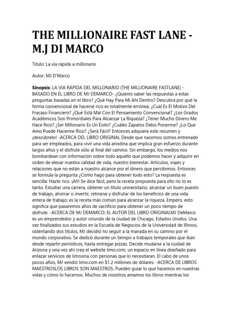The Millionaire Fast Lane | PDF | Economias