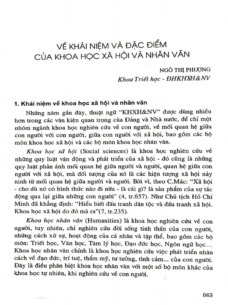 Ngô Thị Phượng-Đặc điểm KHXH&NV | PDF