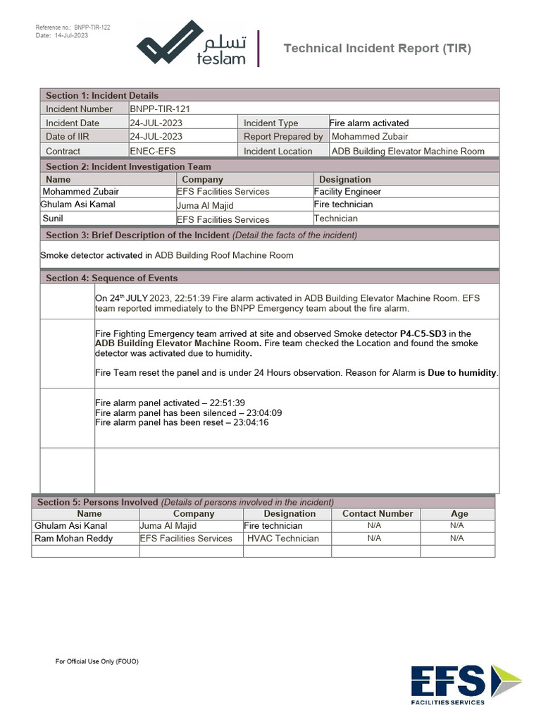 ADB Building Fire Alarm Incident Report | PDF | Public Safety | Fires