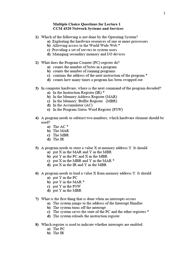 Multiple Choice Q and A Lecture 1 | PDF | Cpu Cache | Computer Data Storage