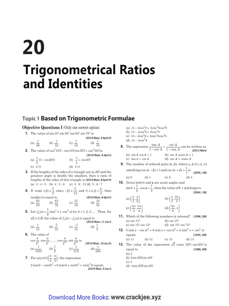 Trigonometry PYQS | PDF | Trigonometry | Trigonometric Functions