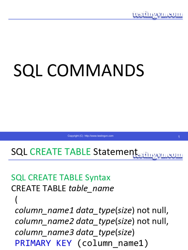 SQL Commands | PDF | Cybernetics | Data Management