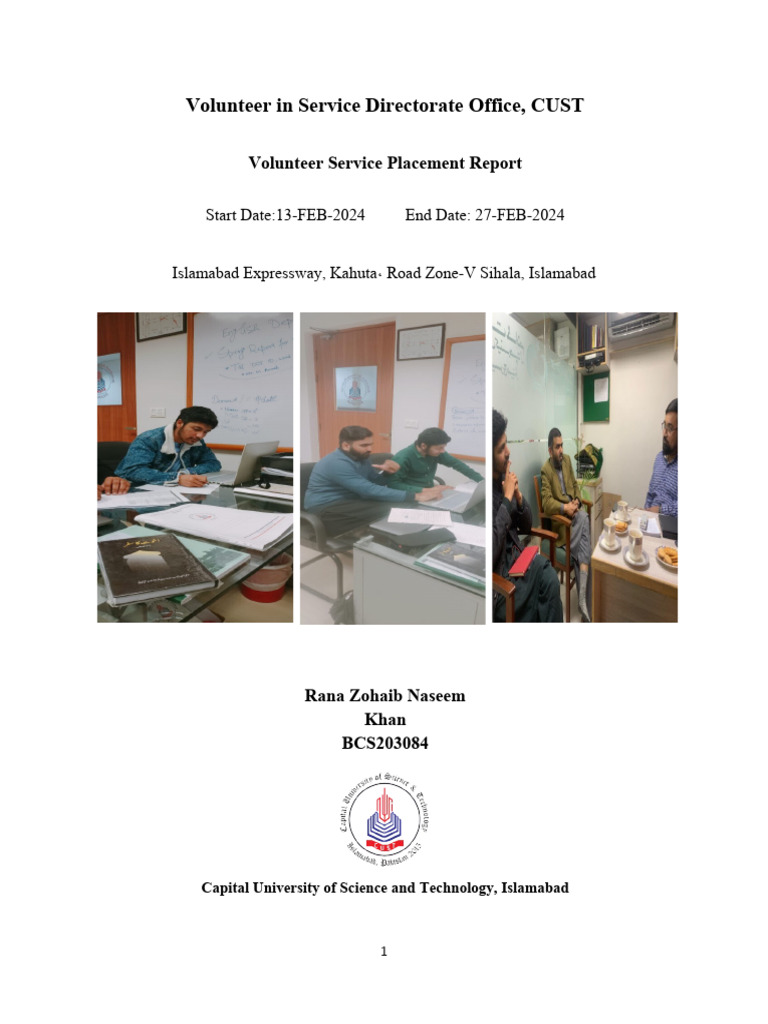 VIS Report, Zohaib Naseem | PDF | Volunteering | Internship
