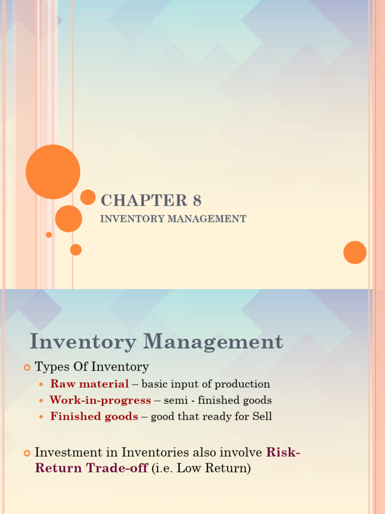 CH 8 Inventory Management | PDF | Inventory | Financial Economics