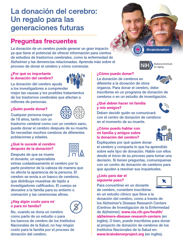 Brain Donation Faq Spanish | PDF | Donación | Cerebro