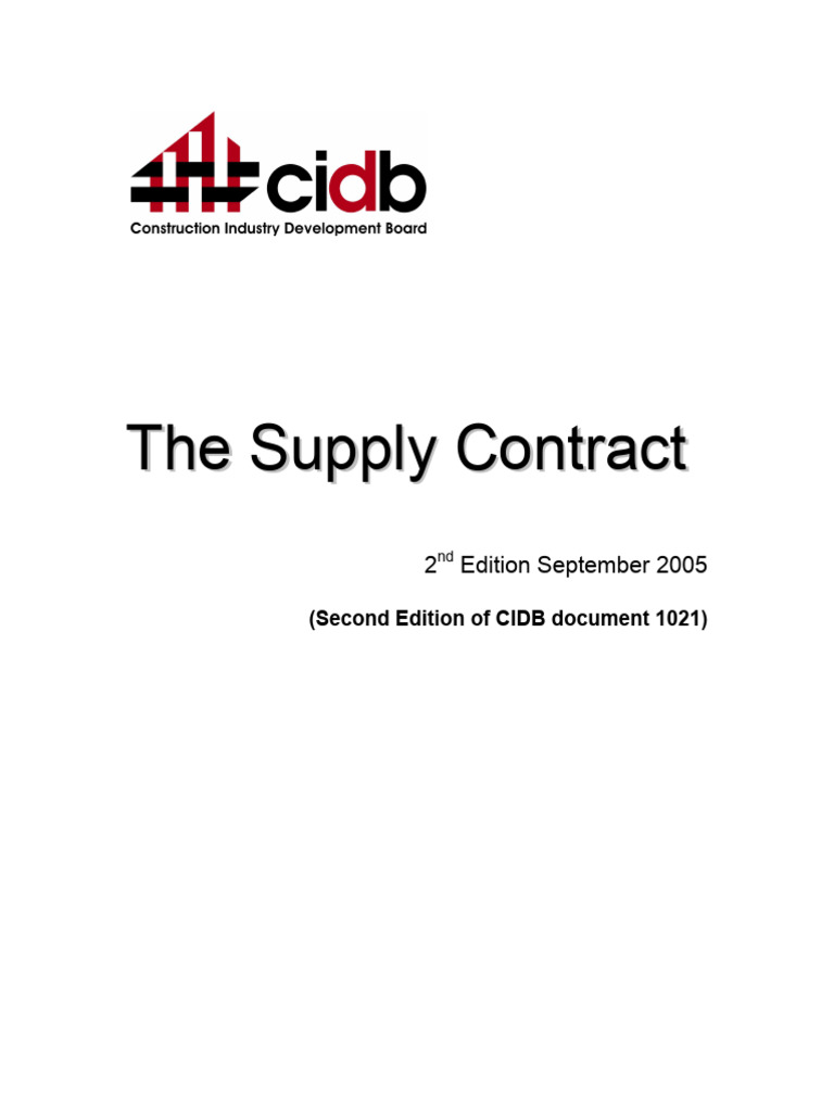 Cidb The-Supply-Contract | PDF | Economies | Business Law