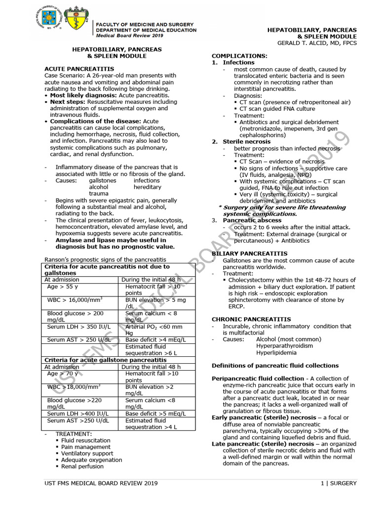 MBR 2019 - Hepatobiliary Surgery Handout | PDF | Pancreas | Gallbladder