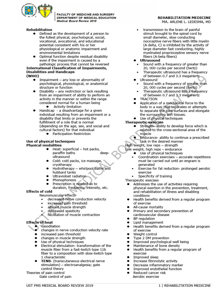MBR 2019 - Rehab Med Handouts | PDF | Stroke | Bone