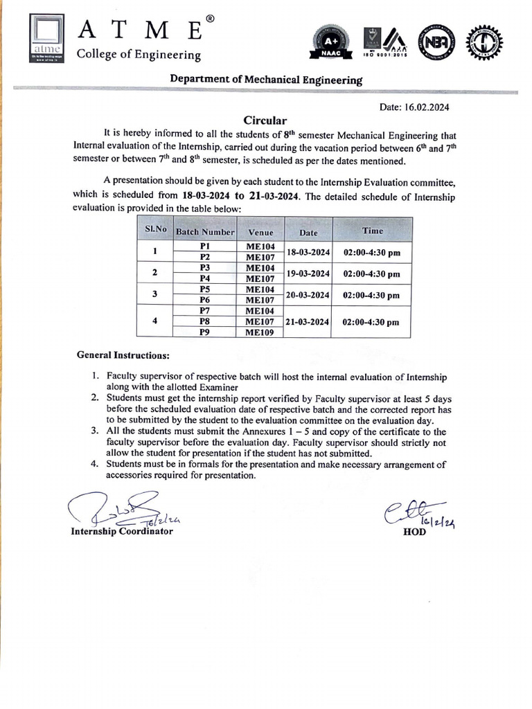 Circular - Internship | PDF
