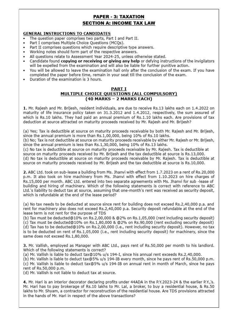 Full Length Dt Test Pdf Taxes Capital Gains Tax