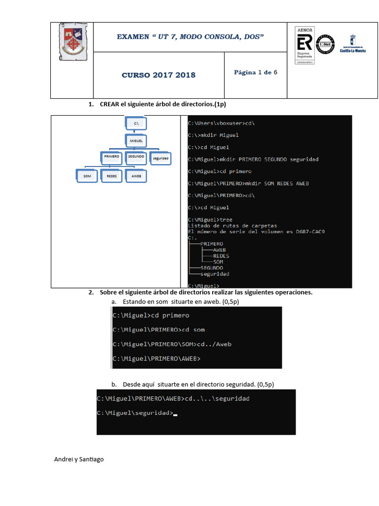 Practica Ms-dos Tipo Examen de Santiago Mero y Ciolanel Andrei (1) | PDF | Archivo de ...