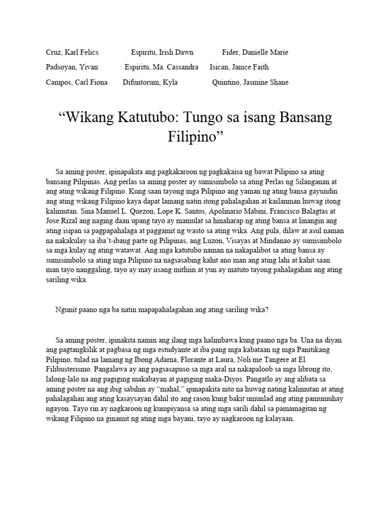 Filipino Poster Explanation | PDF