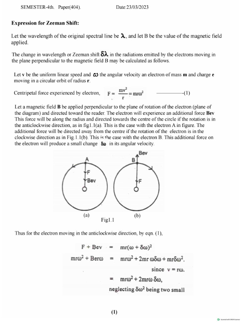 Zeeman Effect | PDF