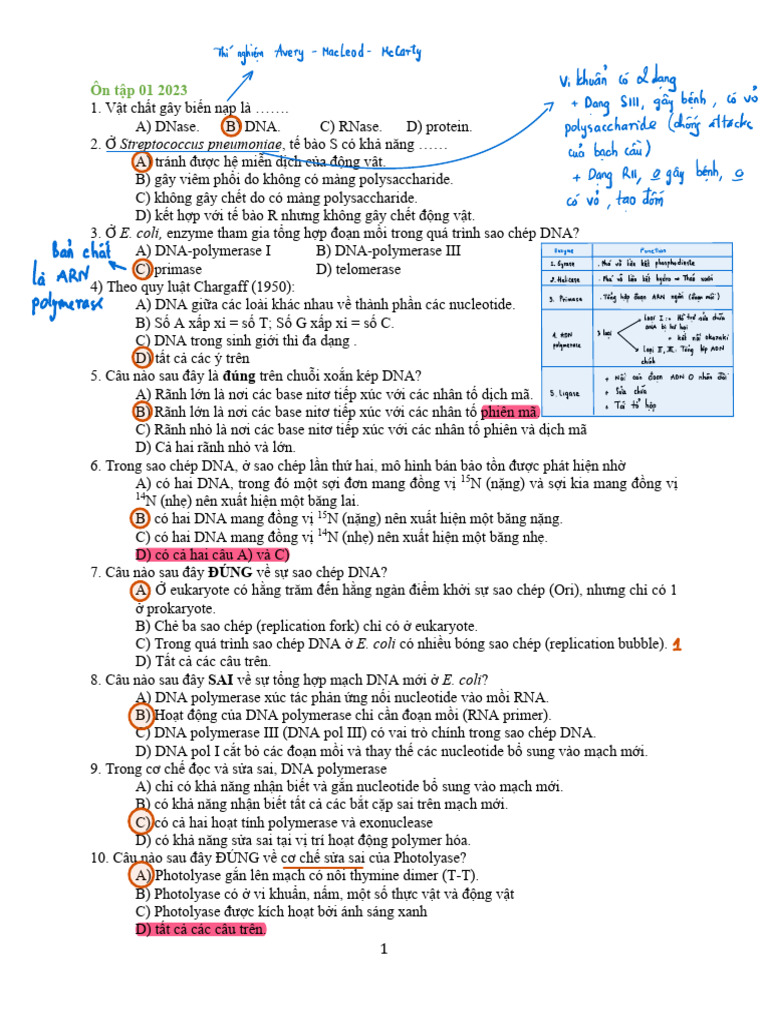 On Tap Cuoi Ky Sinh Đai Cuong 1 01 2023 Goi Sinh Vien 1 | PDF
