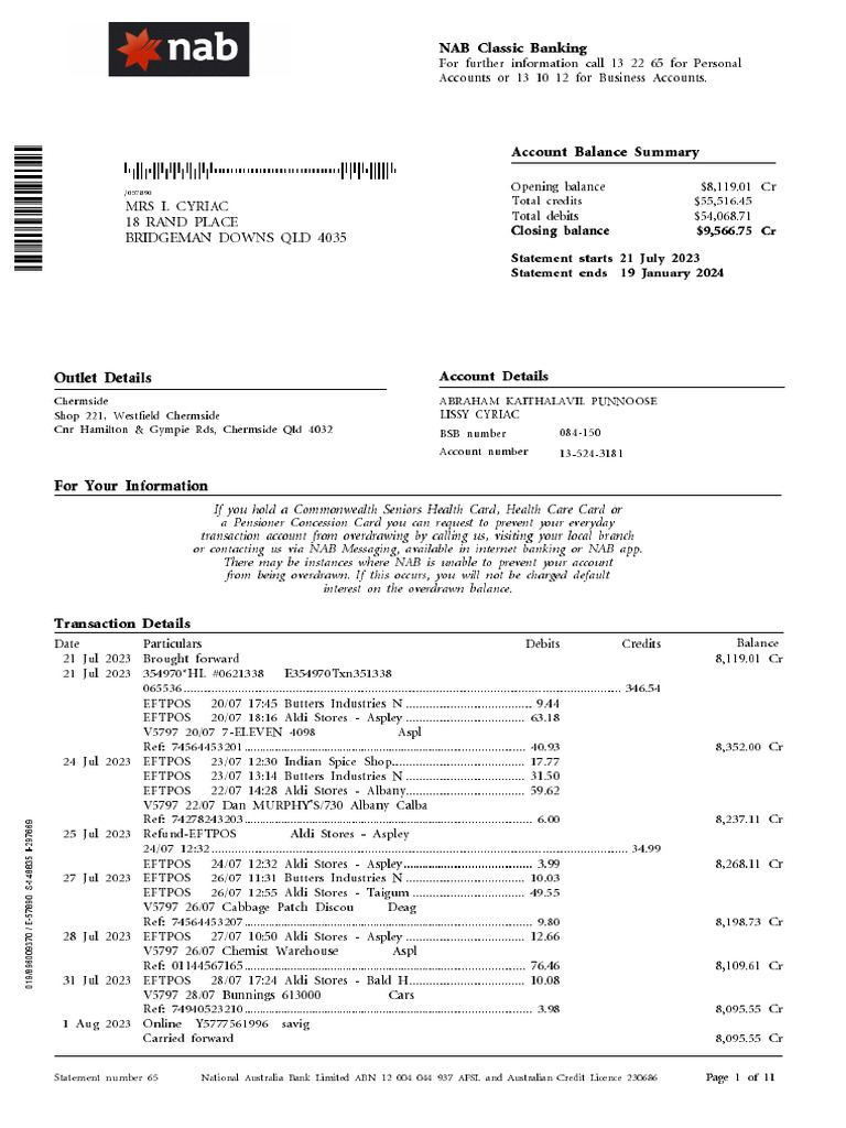 3181 20240119 Statement | PDF | Debits And Credits | Overdraft