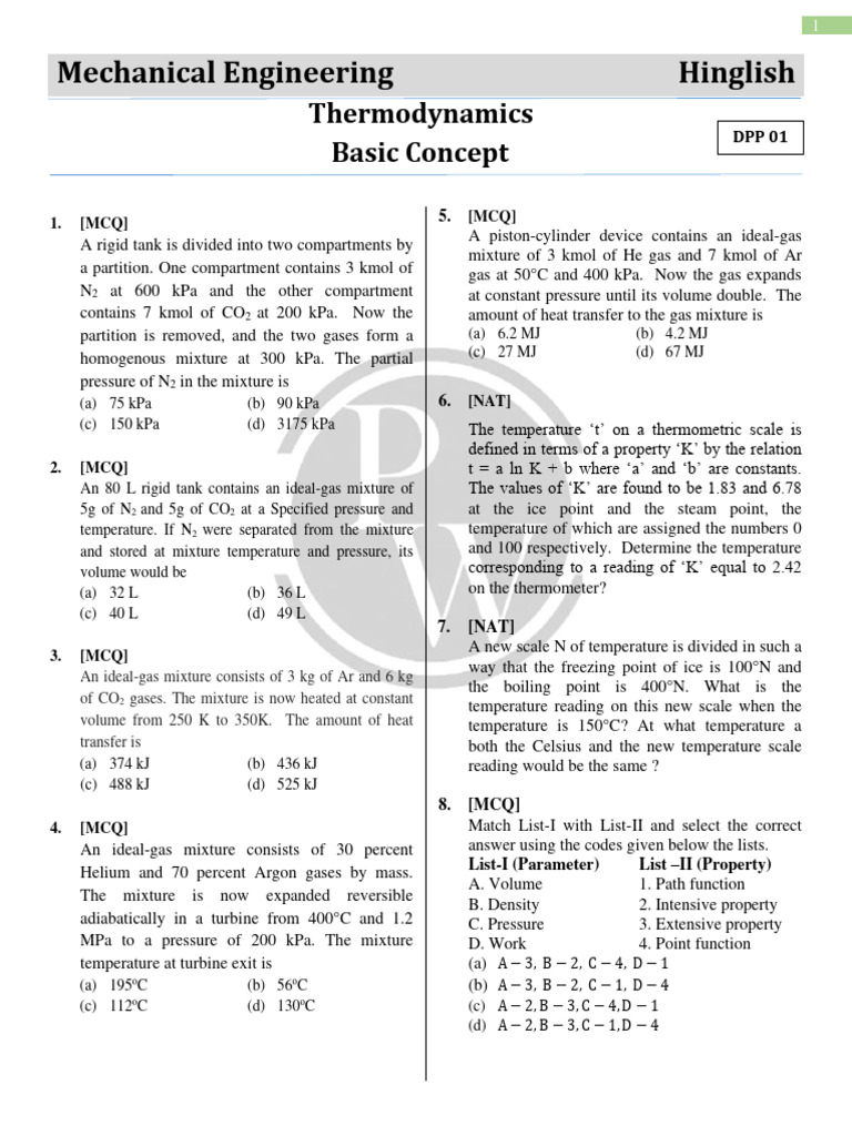 Basic Concept _ DPP 01 (Of Lec 07) | PDF | Gases | Atmosphere Of Earth