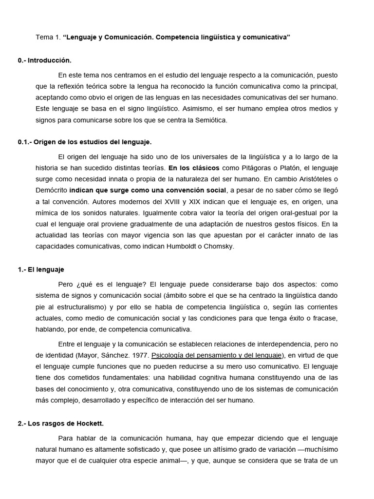 Tema 1 Lenguaje y Comunicacion | PDF | Comunicación | Lingüística