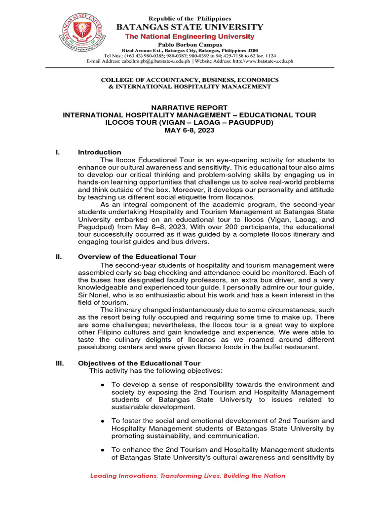 DOTIG-IHM-TOUR-NARRATIVE-REPORT | PDF | Tourism | Cognitive Science