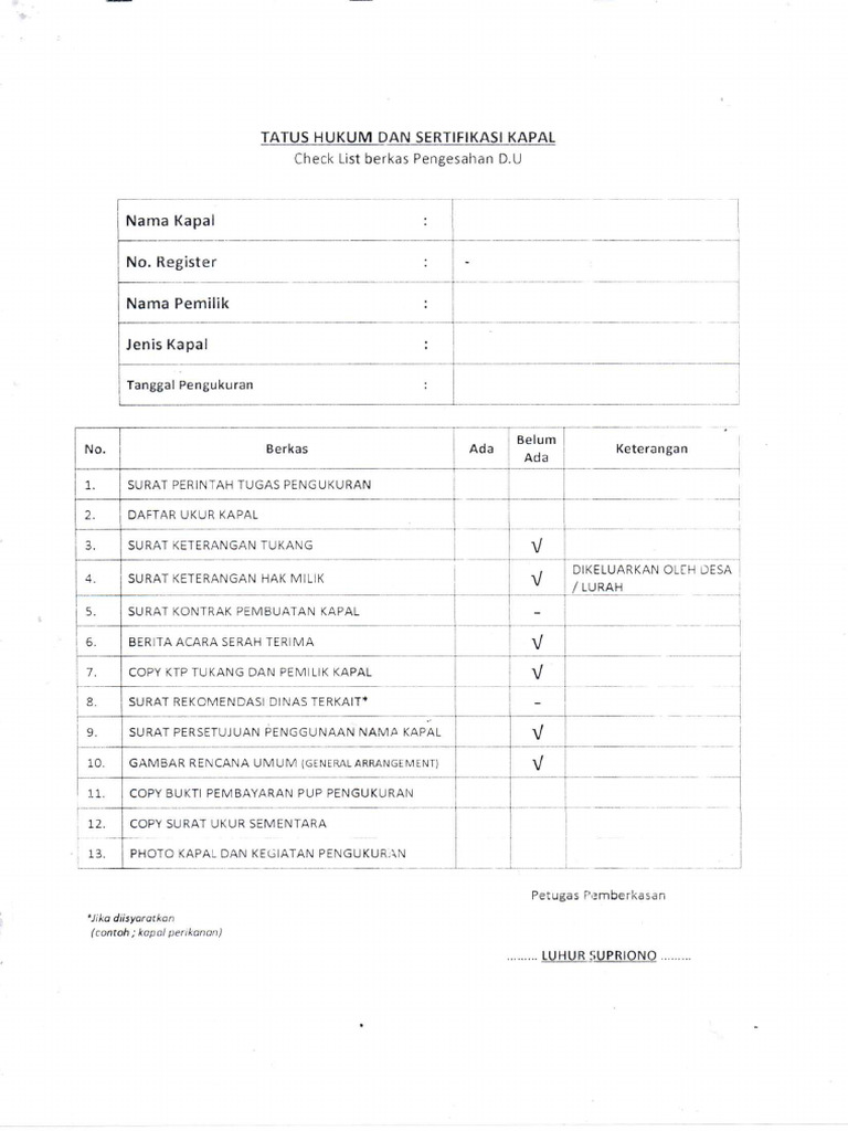 TATUS HUKUM DAN SERTIFIKASI KAPAL Hal.1 | PDF