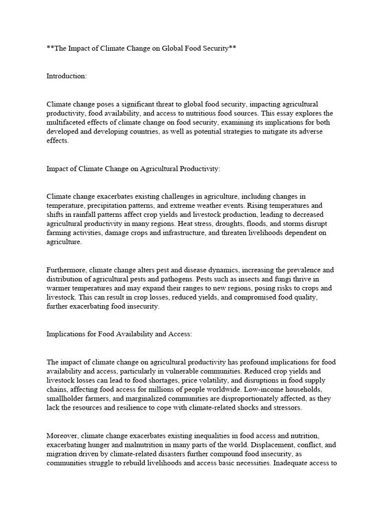 The Impact of Climate Change on Global Food Security | PDF | Food ... The Impact of Climate Change on Global Food Security | PDF | Food ...