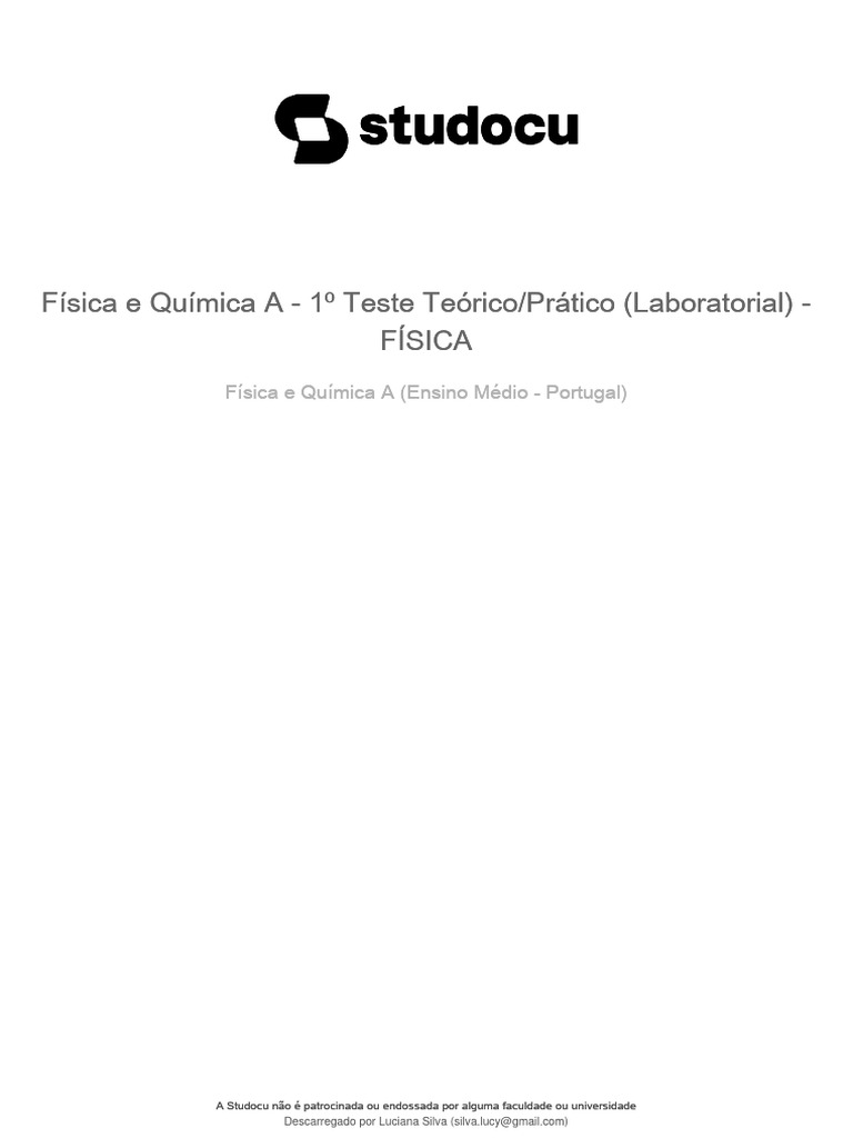 Fisica e Quimica A 1o Teste Teoricopratico Laboratorial Fisica | PDF ... Fisica e Quimica A 1o Teste Teoricopratico Laboratorial Fisica | PDF ...