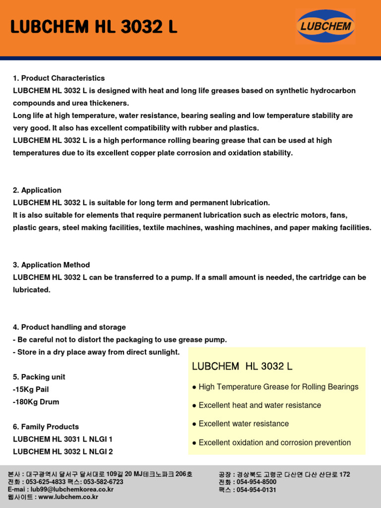 Lubchem HL 3032 L (Urea Semisynthetic Base Oil Graese For High ...