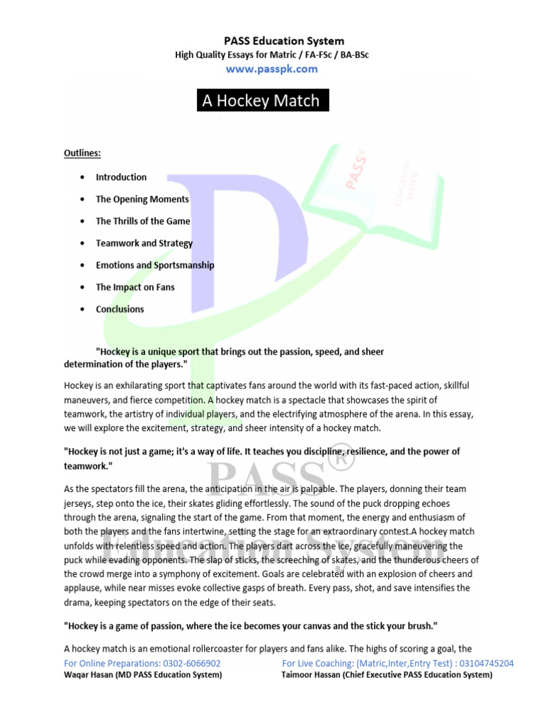 A Hockey Match | PDF | Sports