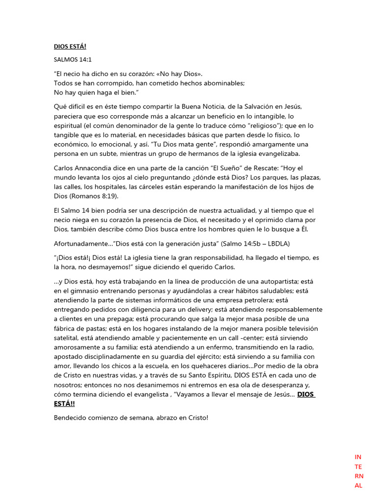 Devo Salmos 14 | PDF | Dios | Jesús