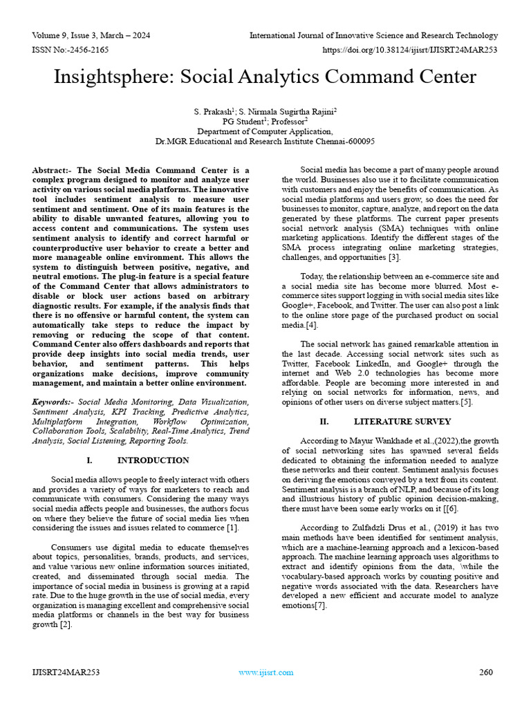 Insightsphere Social Analytics Command Center Pdf Social Media Popular Culture And Media 